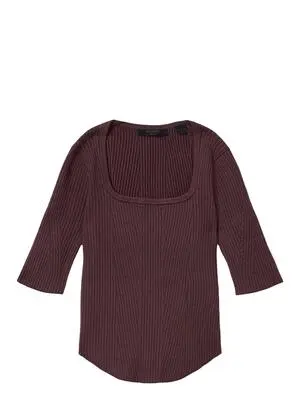 ALLSAINTS Cruz Hally Ribbed Corset Top - Brown
