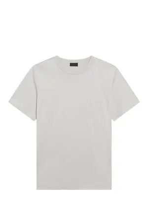 Moncler Beige Cotton T-shirt With Embroidered Logo - Cream