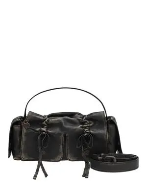 Acne Studios ACNE STUDIOS Dark/Beige Multipocket Washed Grained Calf Leather Bag Brown
