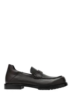 Balenciaga Leather Loafers With Bb Metal Logo - Brown
