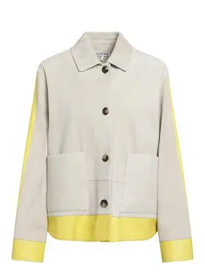 Loewe Lightweight Suede Jacket With Contrasting Inserts - Gray