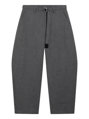 Sacai Grey Wool Trousers With Belt - Gray
