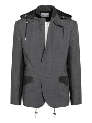 Sacai Hybrid Wool And Nylon Jacket - Gray