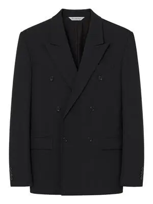 Balenciaga Double-breasted Tailored Wool Twill Jacket - Black