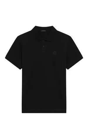 Moncler Cotton Pique Polo Shirt With Logo Patch - Black