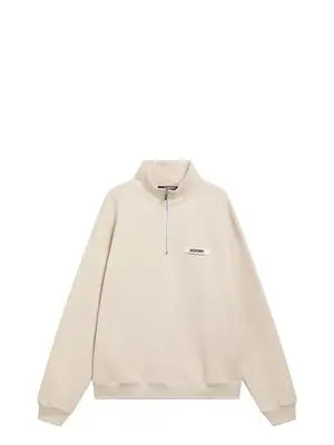 Jacquemus JACQUEMUS Half-Zip Sweatshirt With Grosgrain Logo Detail Cream