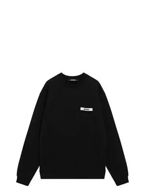 Jacquemus Crewneck Sweatshirt With Grosgrain Logo Detail - Black