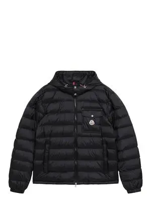 Moncler Cropped Down Jacket With Hood - Black