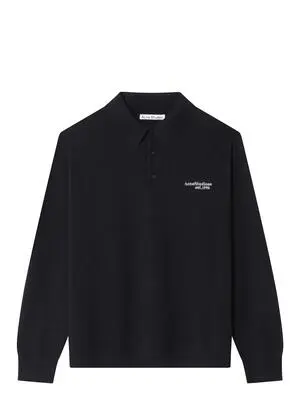 Acne Studios Woollen Polo Shirt With Embroidered Logo - Black