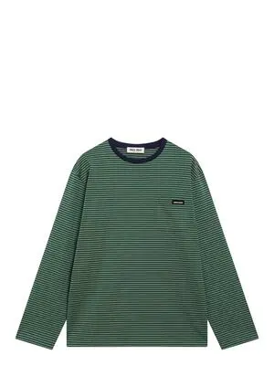 Miu Miu Striped Cotton Sweater - Blue