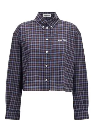 Miu Miu Plaid Cotton Shirt - Blue