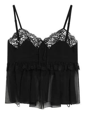 Chloé Silk Crêpe De Chine Top With Thin Straps - Black