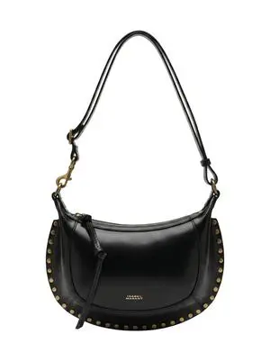 Isabel Marant Étoile Oskan Moon Studded Calfskin Leather Shoulder Bag - Black
