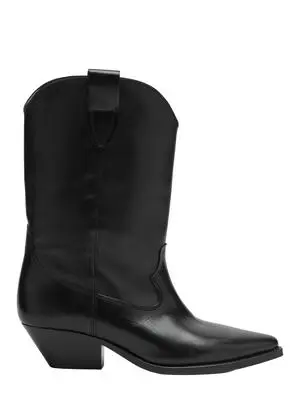 Isabel Marant Étoile Deurto Cowboy Boots In Leather - Black