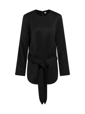 TOTEME Heavy Satin Belted Tunic - Black
