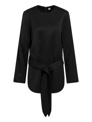 TOTEME Heavy Satin Belted Tunic - Black