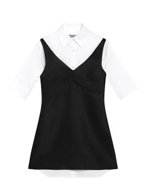Balenciaga Hybrid Chemisier Mini Dress In Wool And Silk - Black