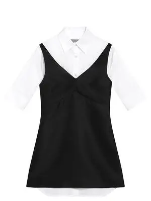 Balenciaga Hybrid Chemisier Mini Dress In Wool And Silk - Black