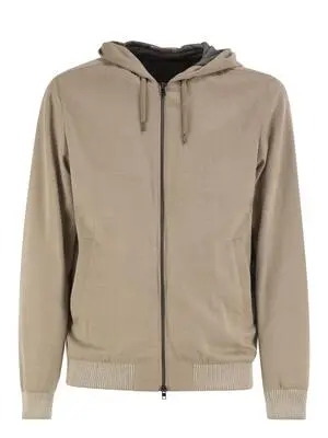 Herno Lightweight Hooded Jacket In Wool-effect Fabric - Cream