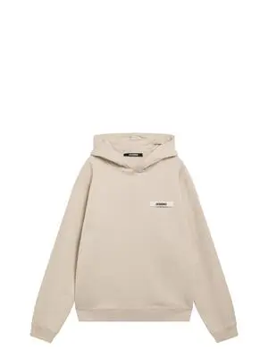 Jacquemus Cotton Fleece Hoodie With Grosgrain Logo Detail - Cream