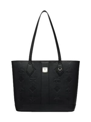 Mcm Small Liz Shopper In Embossed Monogram Leather - Black