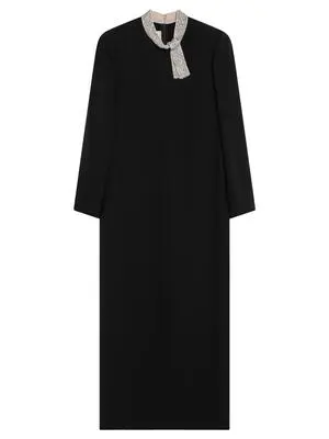 Valentino Garavani Silk Cady Couture Dress With Rhinestone Embellished Scarf - Black