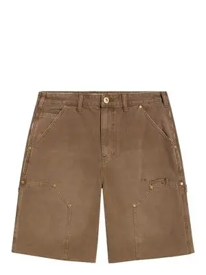 ELWOOD Ripped Carpenter Denim Shorts - Brown