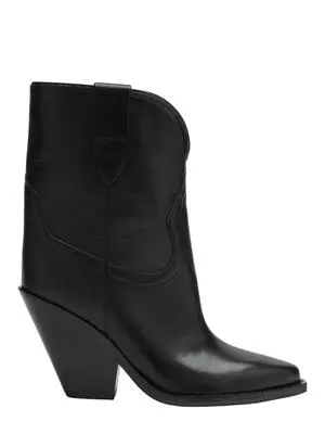 Isabel Marant Étoile Leyane Cowboy Boots In Glossy Calf Leather - Black