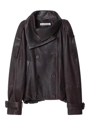 Acne Studios Cropped Leather Trench Coat - Brown