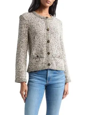 Veronica Beard Rexton Tweed Cardigan - Dove Multi
