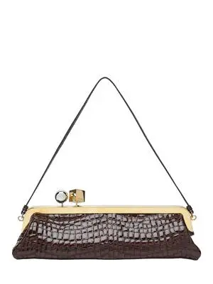 Jacquemus La Pochette Salon Pouch In Crocodile-embossed Leather - Brown