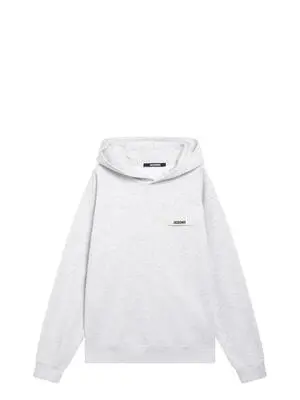 Jacquemus JACQUEMUS Cotton Fleece Hoodie With Grosgrain Logo Detail Gray