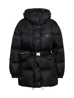PRADA Prada Re-Nylon Hooded Padded Jacket With Belt And Pouch