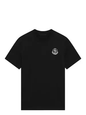 Moncler Cotton Jersey T-shirt With Logo Patch - Black
