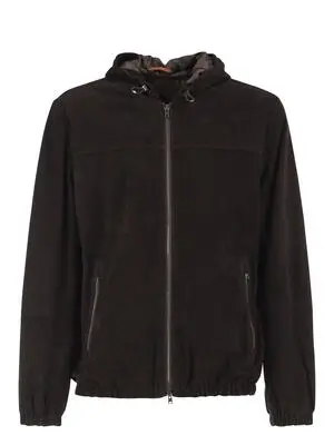 Herno Suede Goatskin Hooded Jacket - Brown