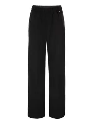 Herno Wide-leg Flannel-effect Trousers With Elasticated Waistband - Black