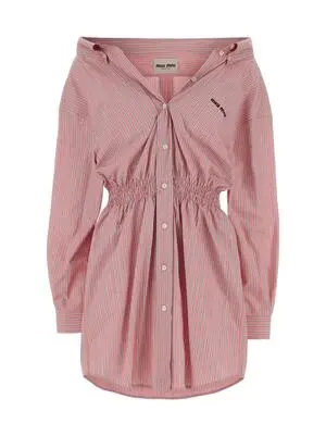 Miu Miu Striped Cotton Dress - Pink