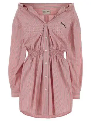 Miu Miu Striped Cotton Dress - Pink