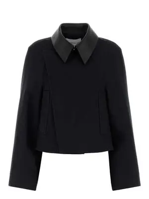 Givenchy GIVENCHY Cotton And Wool Blend A-Line Jacket With Leather Collar Multicolor