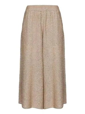 BRUNELLO CUCINELLI BRUNELLO CUCINELLI Gold Sequin-Embroidered Wide Leg Cropped Trousers