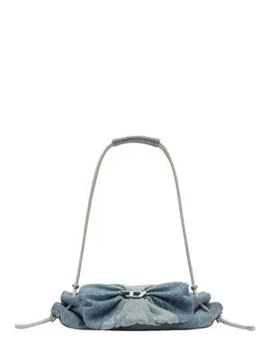 DIESEL® Denim Shoulder Bag With Crystal Embellishment - Multicolor
