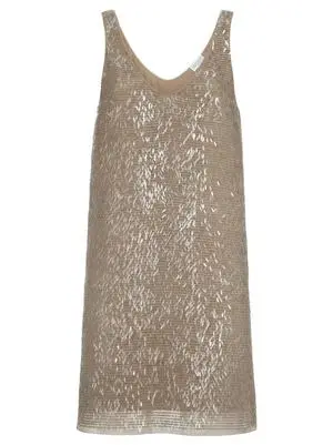 Brunello Cucinelli Sequin Embellished V-neck Sleeveless Dress - Multicolor