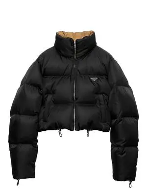 Prada Re-nylon Cropped Down Jacket With Stand Collar - Multicolor
