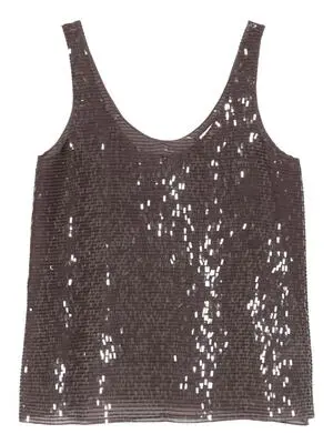 BRUNELLO CUCINELLI BRUNELLO CUCINELLI Sleeveless Embellished Scoop Neck Top