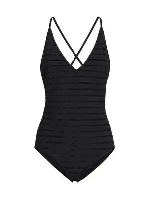 Brunello Cucinelli V-neck Criss-cross Strap One-piece Swimsuit - Multicolor