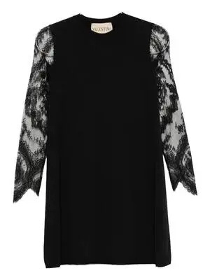 Valentino Garavani Black Lace Embroidered Long Sleeve Dress - Multicolor