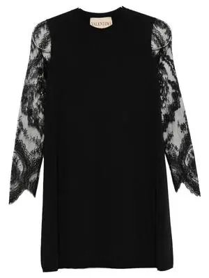 Valentino Garavani Black Lace Embroidered Long Sleeve Dress - Multicolor