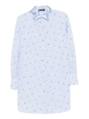 ERMANO SCERVINO Ermanno Scervino Oversized Striped Shirt With Lace Collar - Multicolor