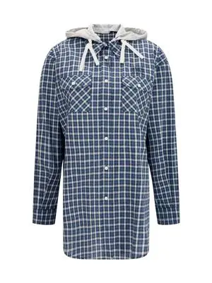 Miu Miu Hooded Plaid Dress - Blue