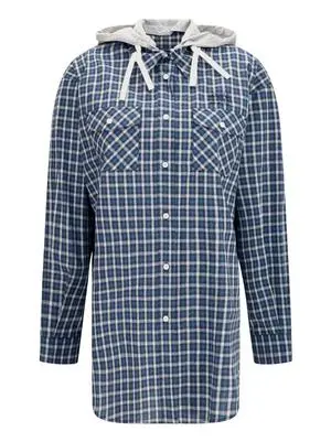 Miu Miu Hooded Plaid Dress - Blue